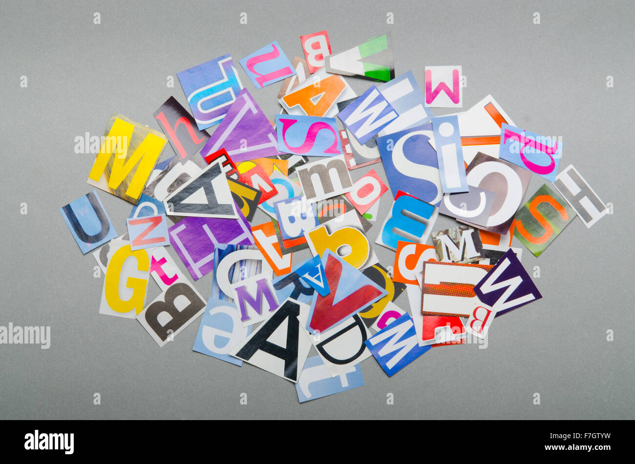 Newspaper clippings with various letters Stock Photo - Alamy