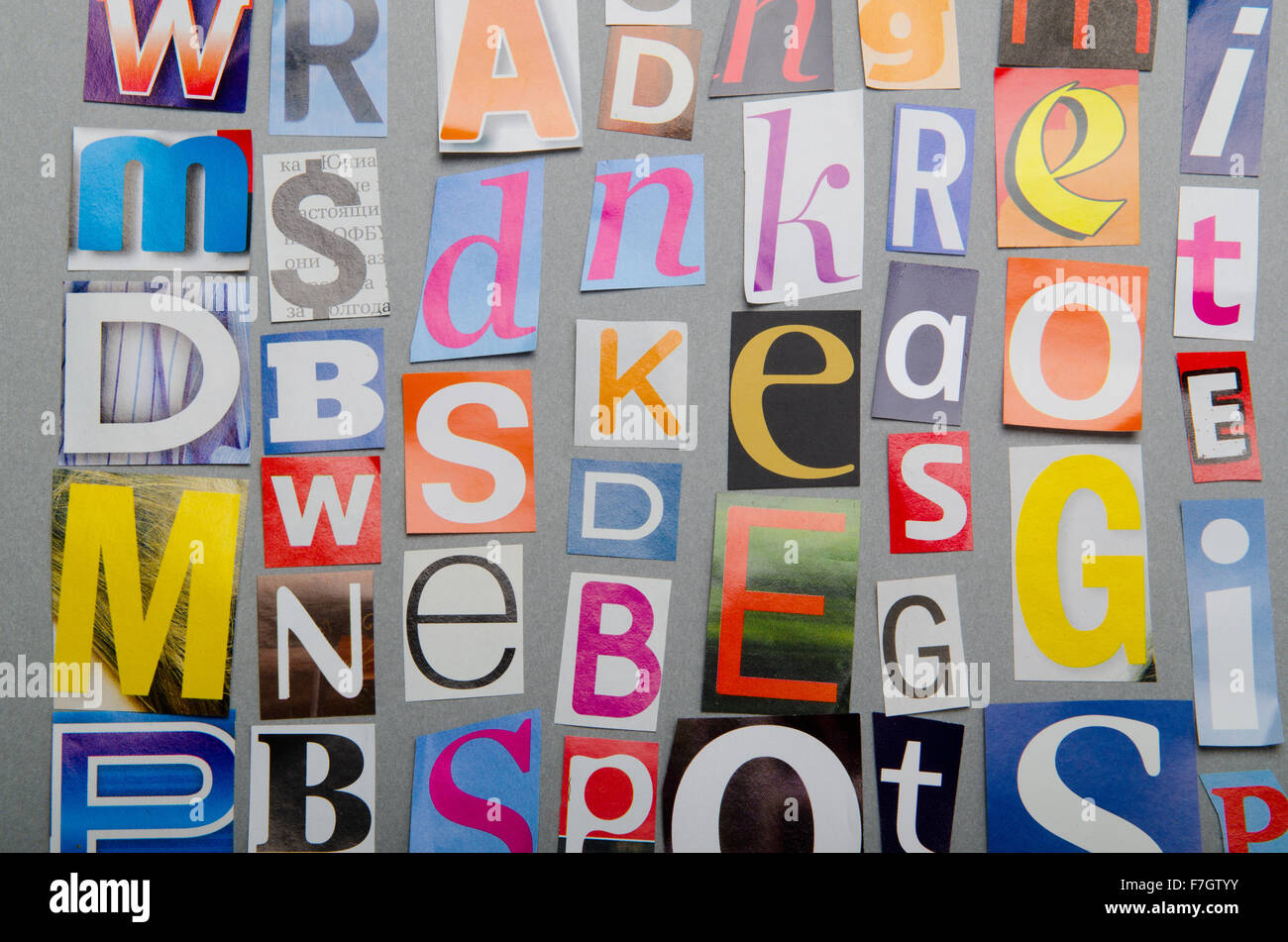 Cut letters from newspapers and magazines Stock Photo - Alamy
