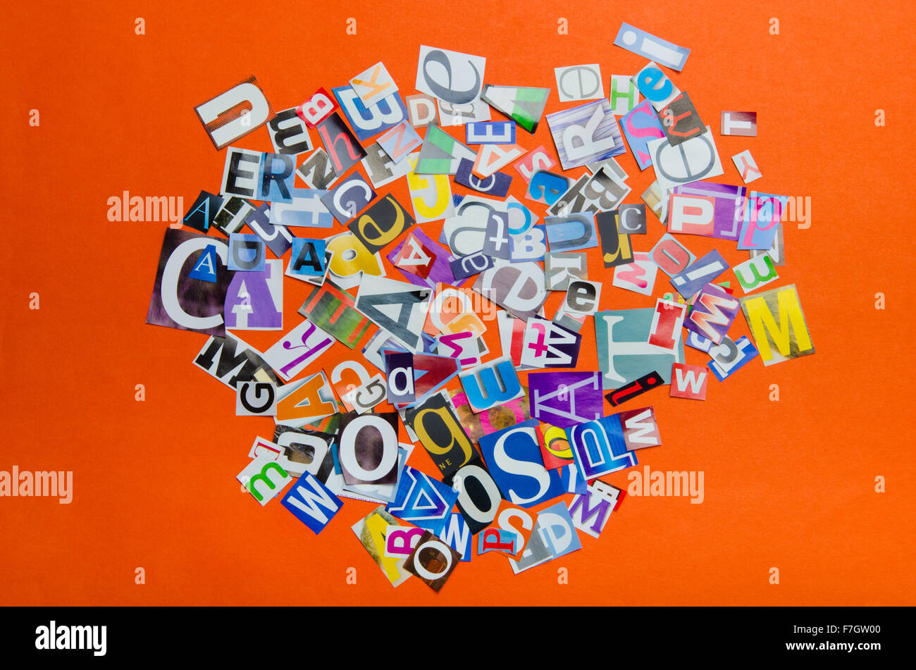 Newspaper clippings with various letters Stock Photo - Alamy