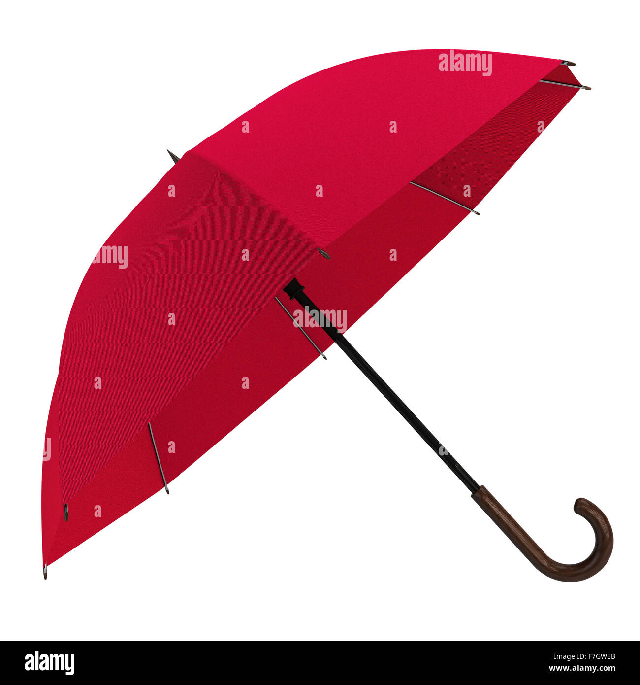 Open red umbrella isolated on white background. Highly detailed render ...