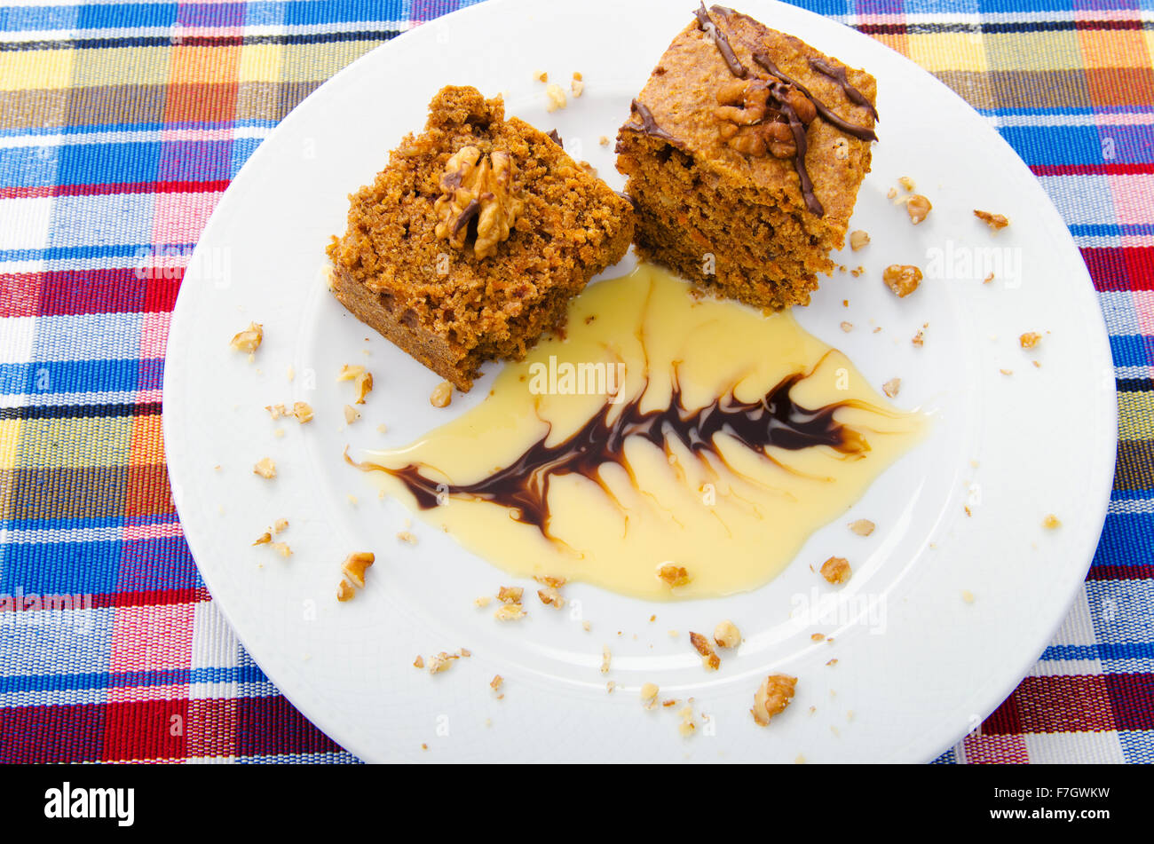 Sweet cake dessert in the plate Stock Photo - Alamy