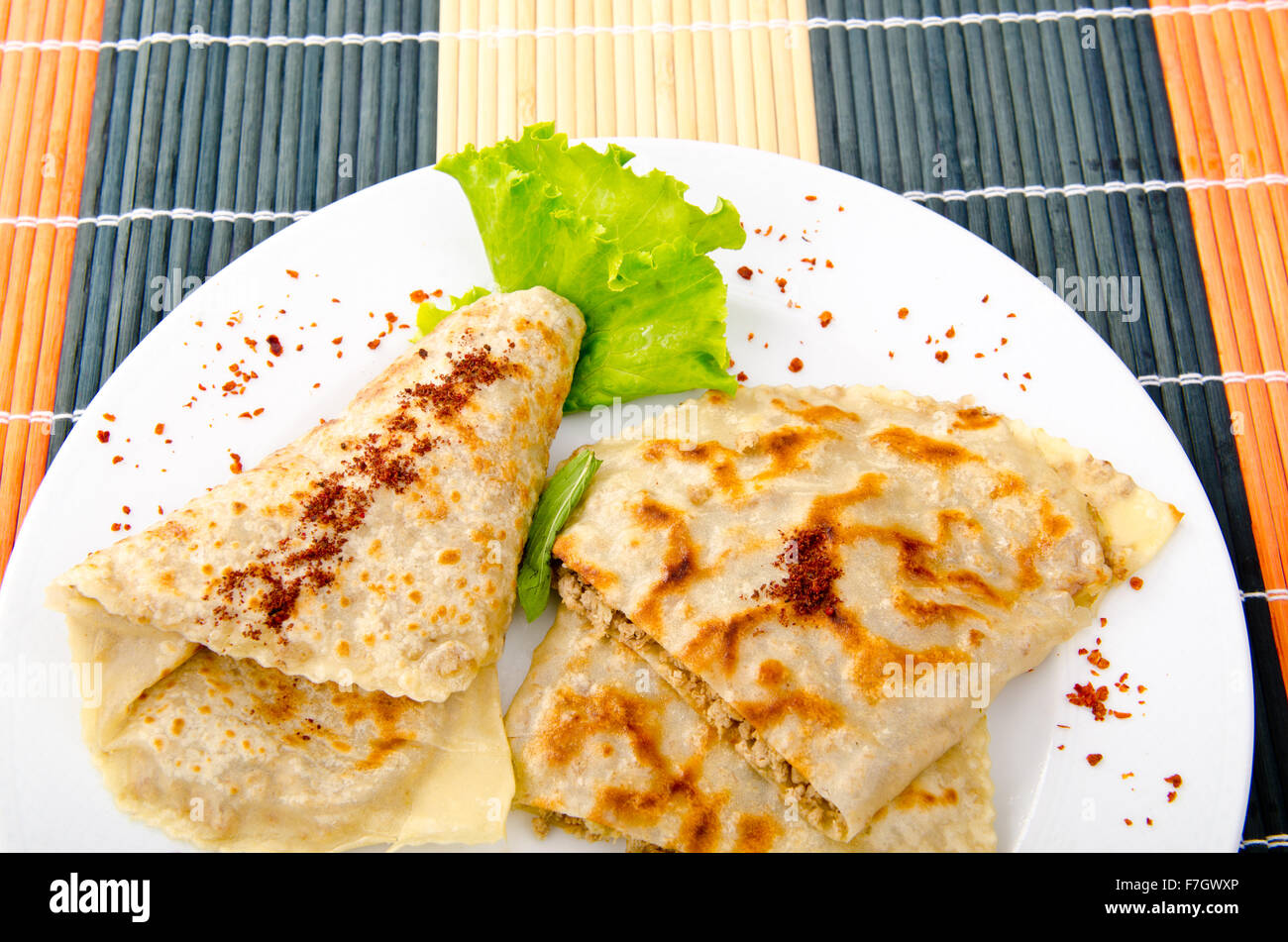 Meat pancakes in plate Stock Photo - Alamy