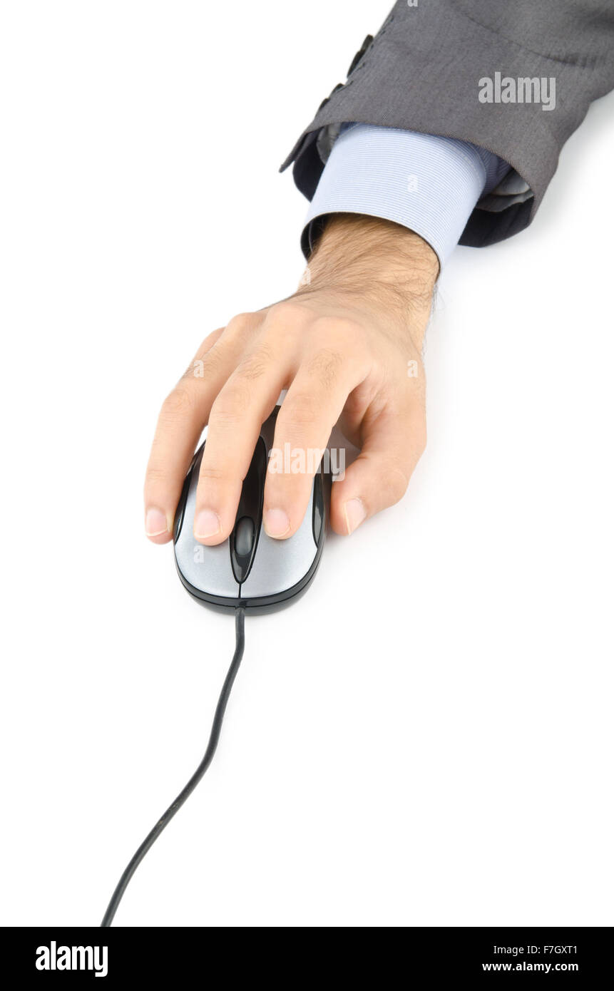 Hand working with computer mouse Stock Photo - Alamy