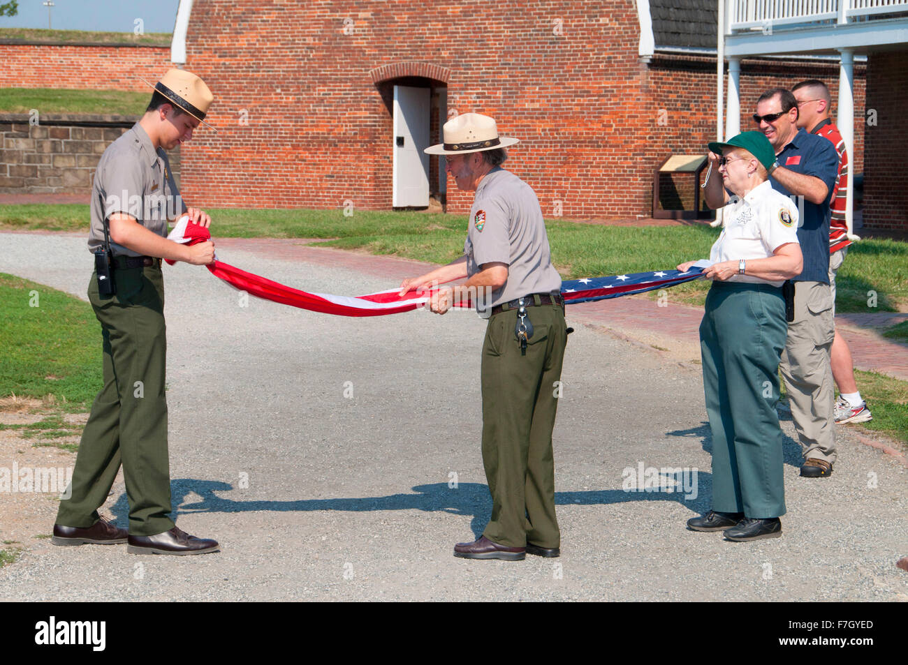 Rangers during flag ceremony, Fort McHenry National Monument and ...