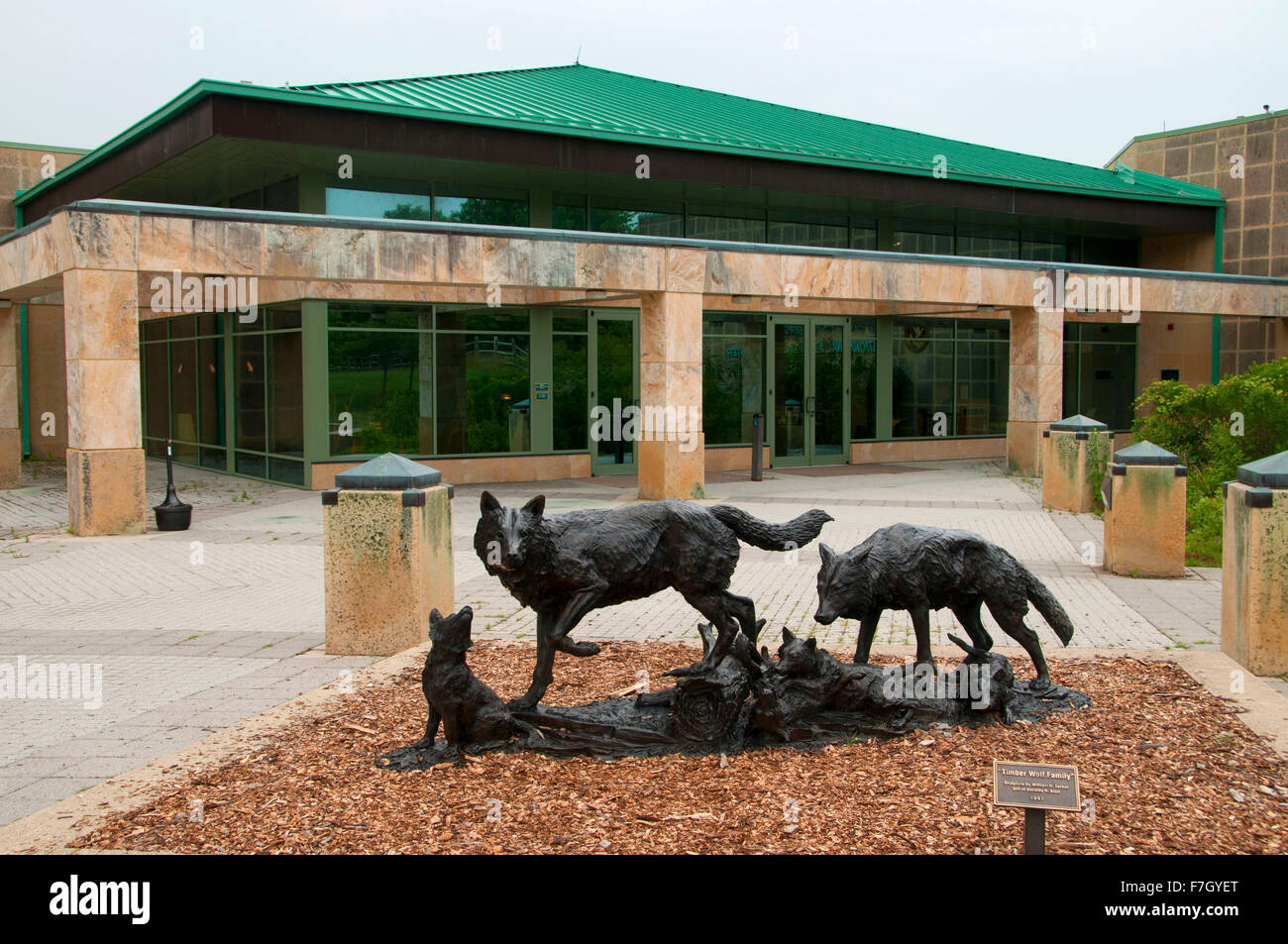 Visitor Center with Timber Wolf Family sculpture, Patuxent Research ...