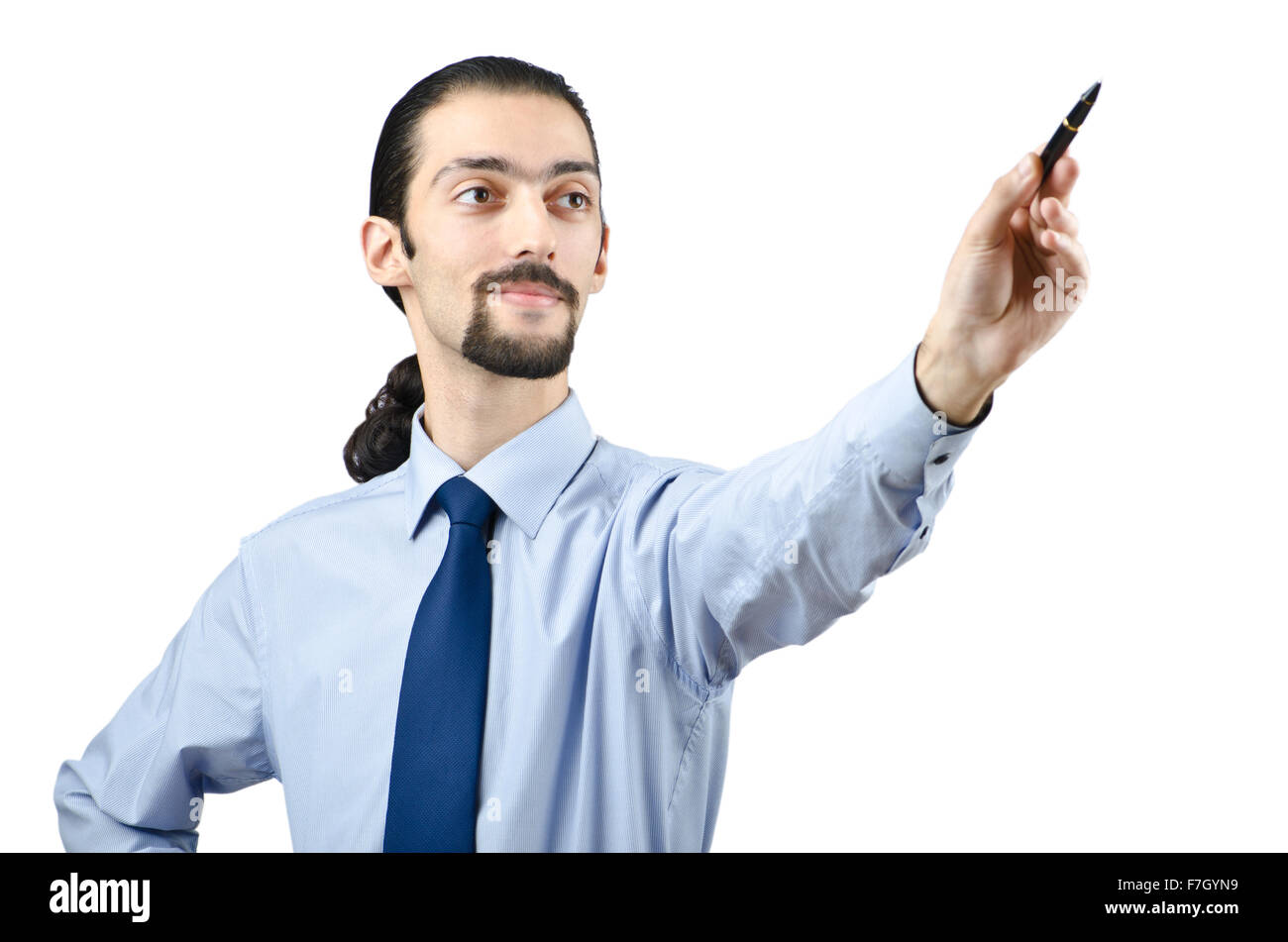 Man pressing virtual buttons Stock Photo - Alamy
