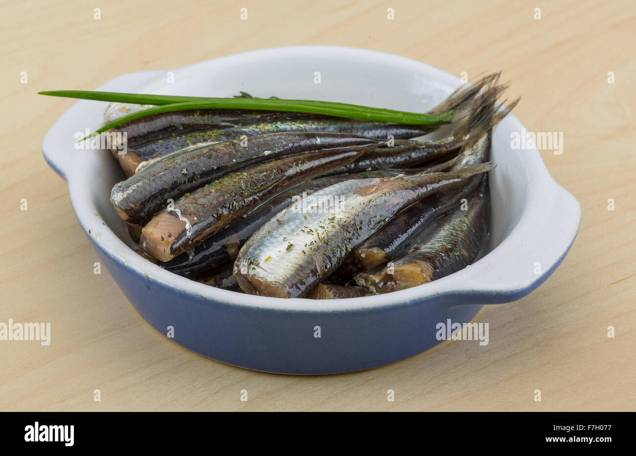 Salted anchovy with spices and herbs - ready for eat Stock Photo - Alamy