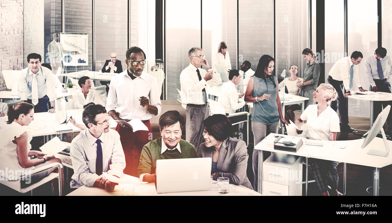 Multiethnic Group of People Working Busy Concept Stock Photo - Alamy