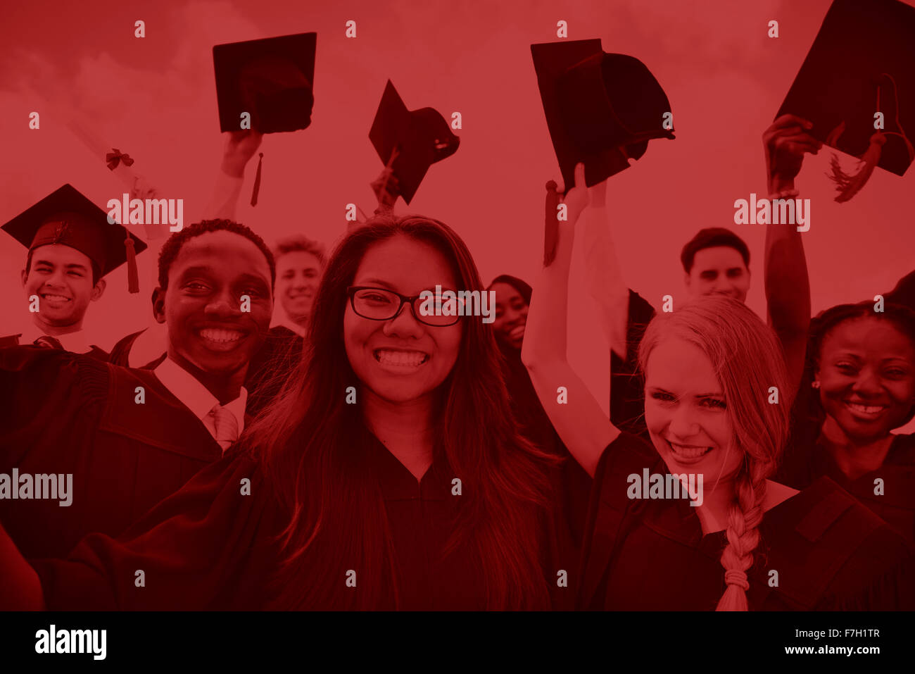 Group of Diverse Students Celebrating Graduation Concept Stock Photo ...