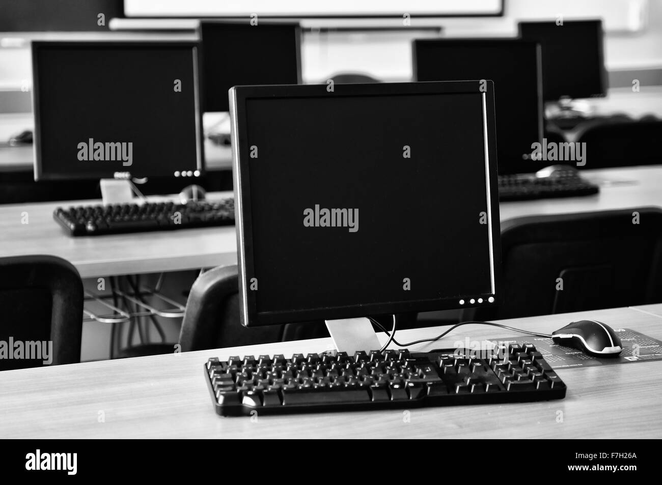 brand new computer with tft monitor in modern classroom at school Stock ...