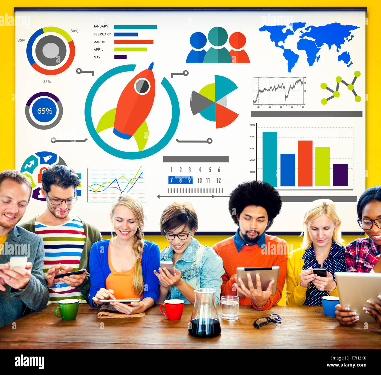 New Business Chart Innovation Teamwork Global Business Concept Stock ...