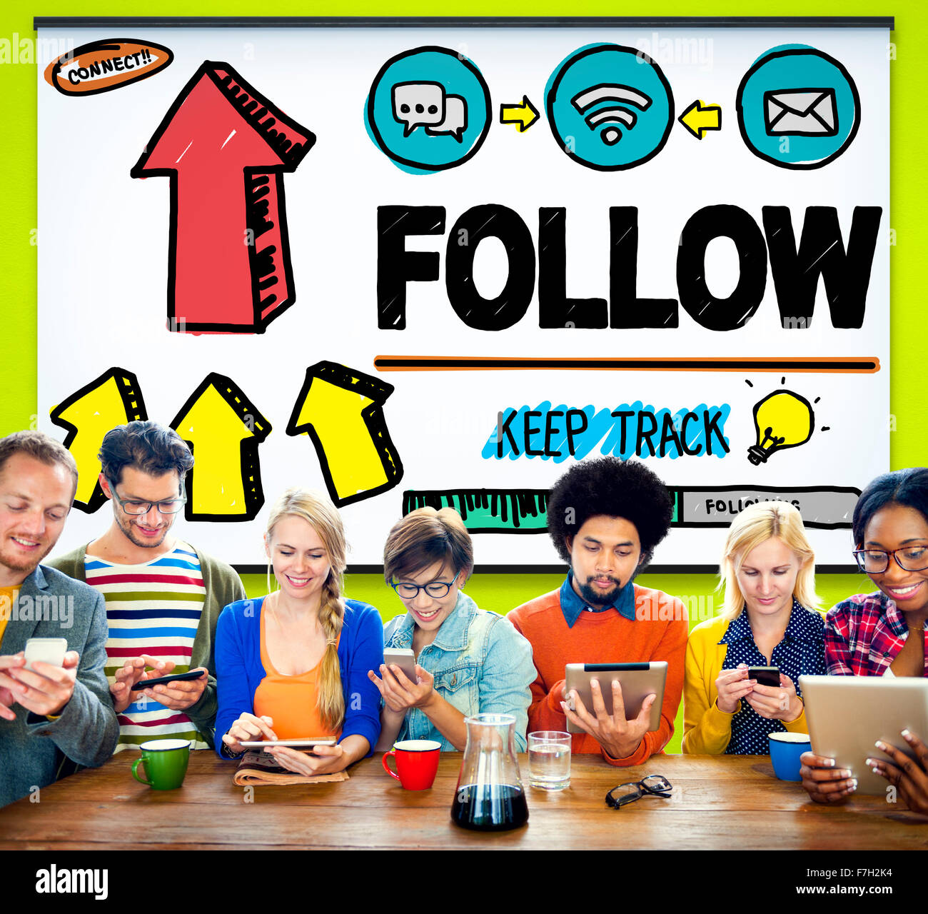 Follow Follower Following Connecting Networking Social Concept Stock ...