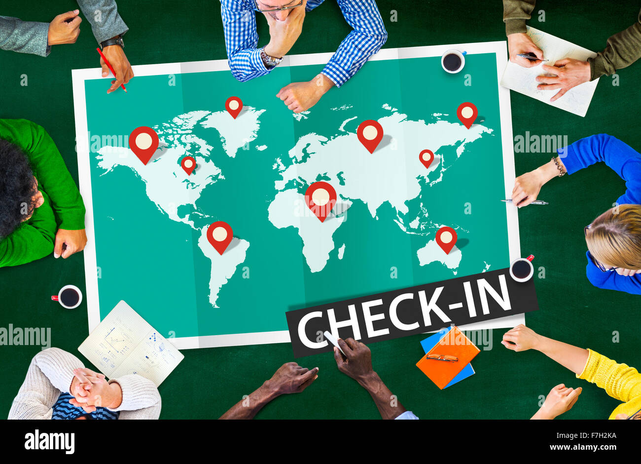 Check In Travel Locations Global World Tour Concept Stock Photo - Alamy