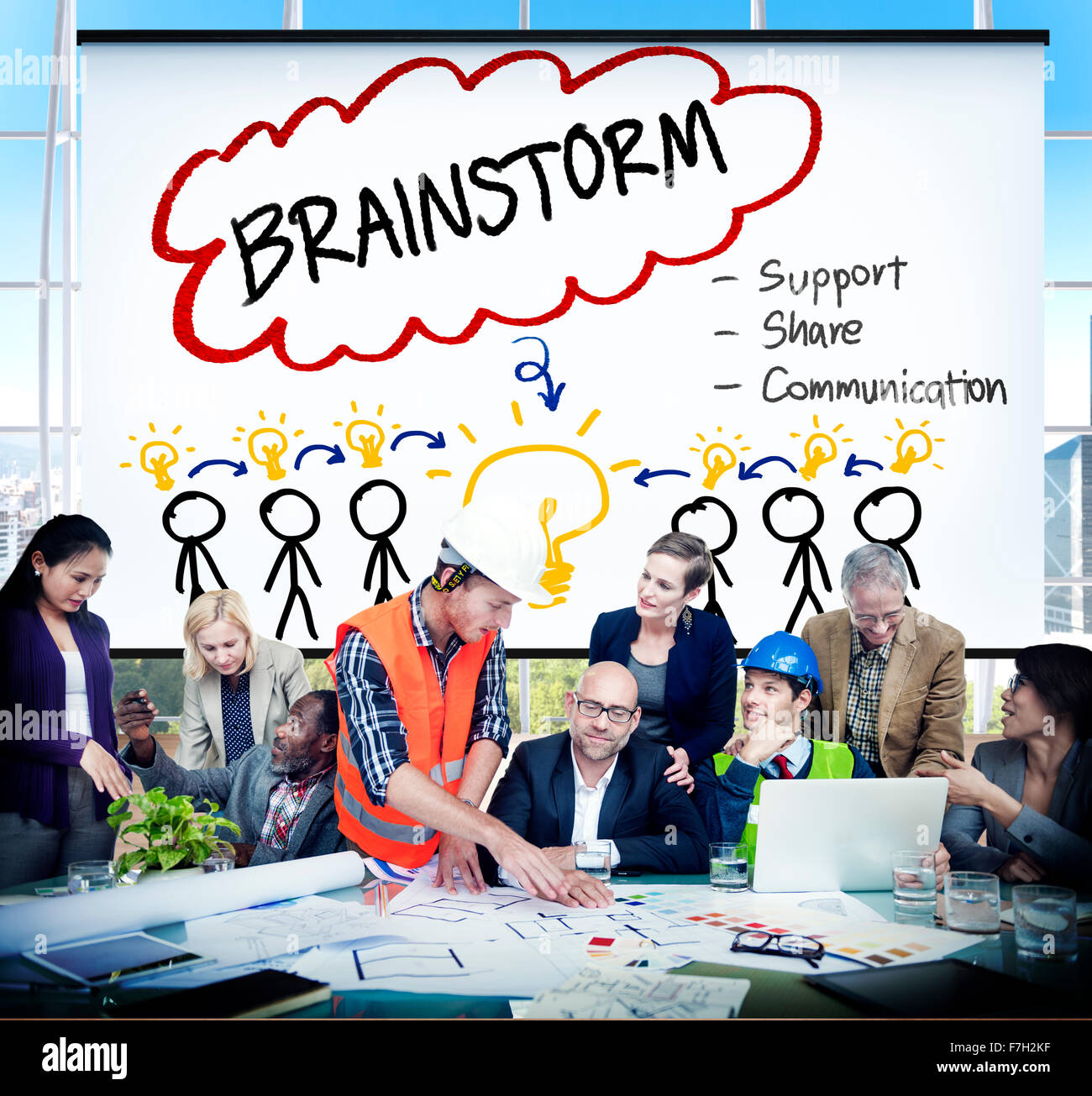 Brainstorming Thinking Support Share Communication Concept Stock Photo ...