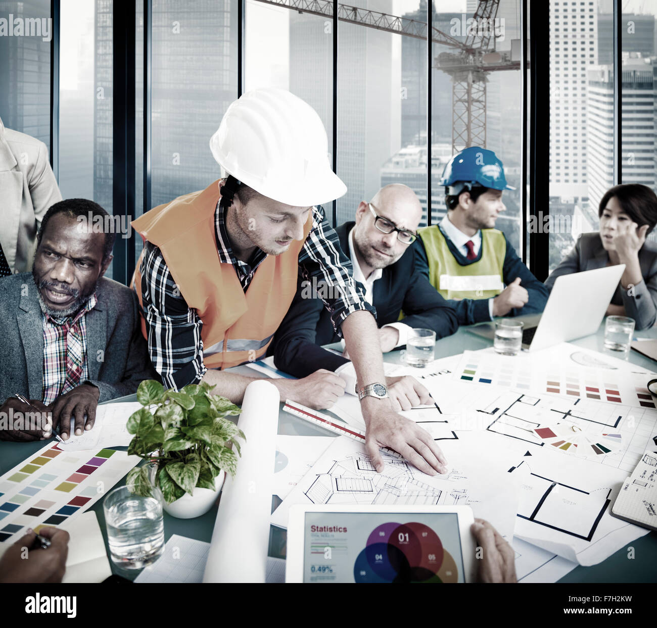 Architect Engineer Planning Project Construction Site Office Concept ...