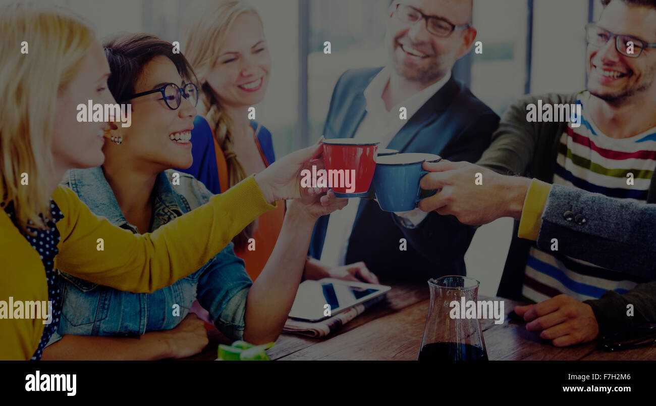 Group of People Cheers Coffee Break Concept Stock Photo - Alamy