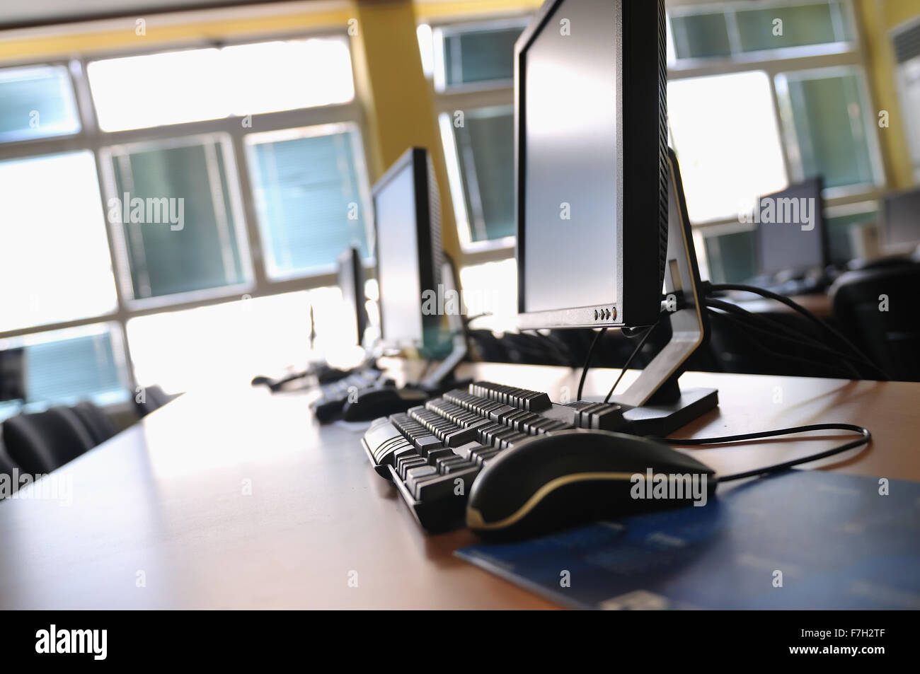 brand new computer with tft monitor in modern classroom at school Stock ...