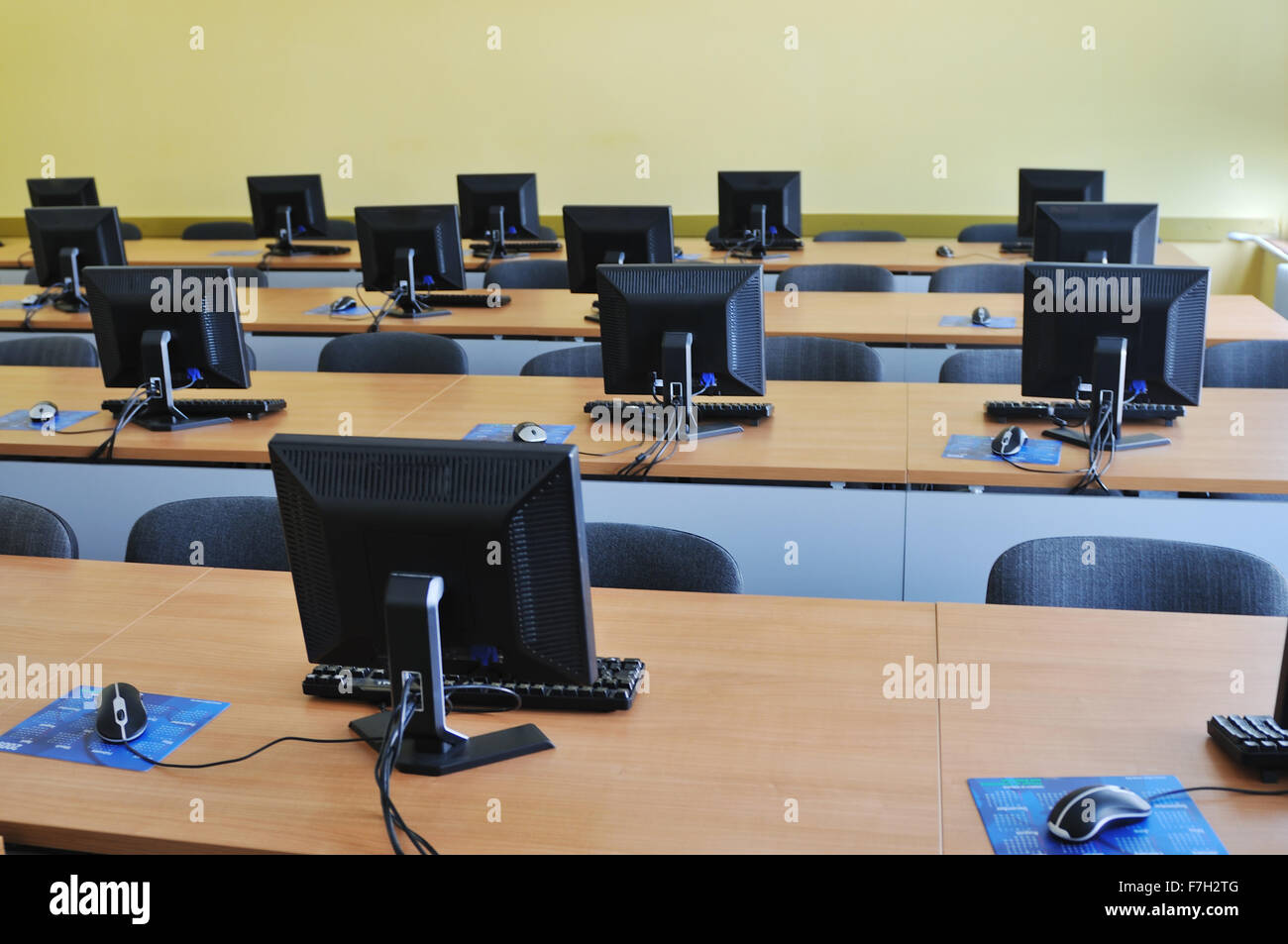 brand new computer with tft monitor in modern classroom at school Stock ...