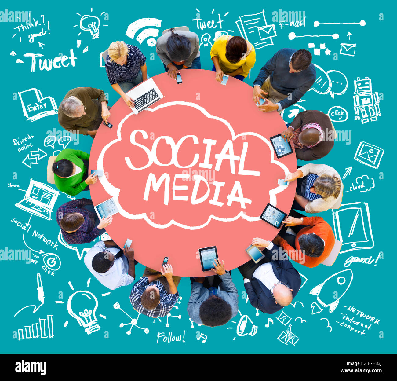 Social Media Global Communication Technology Connection Concept Stock ...