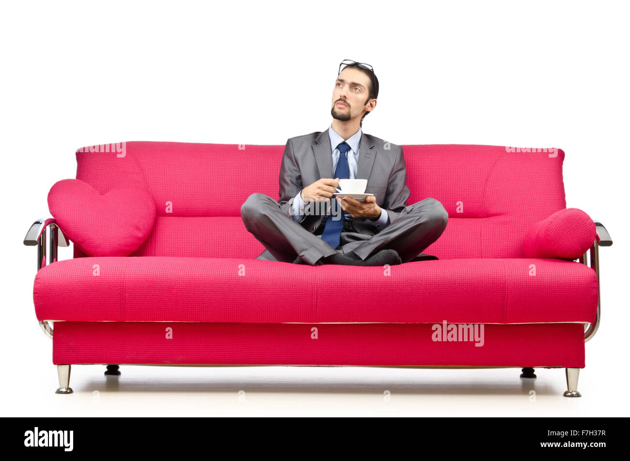 Man sitting in the sofa Stock Photo - Alamy