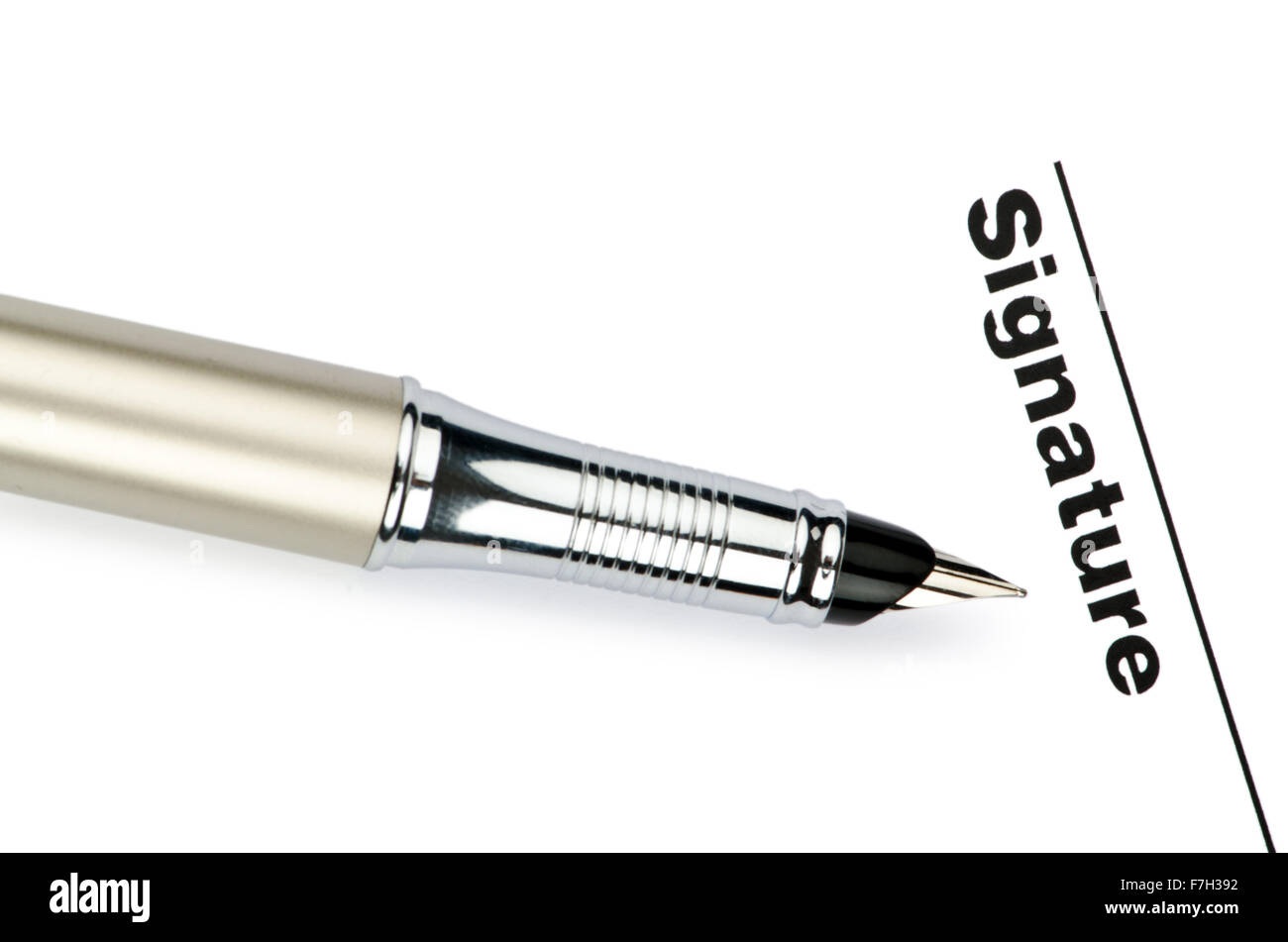 Pen and signature isolated on white Stock Photo - Alamy