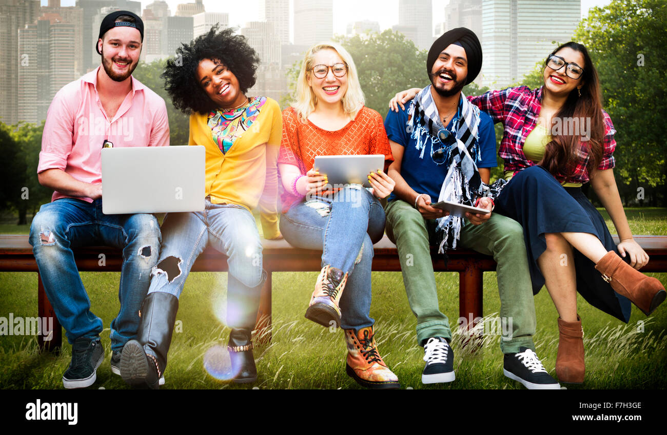 Youth Friends Friendship Technology Together Concept Stock Photo - Alamy