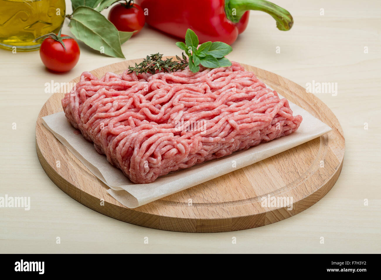 Raw Minced meat with herbs and spices Stock Photo - Alamy