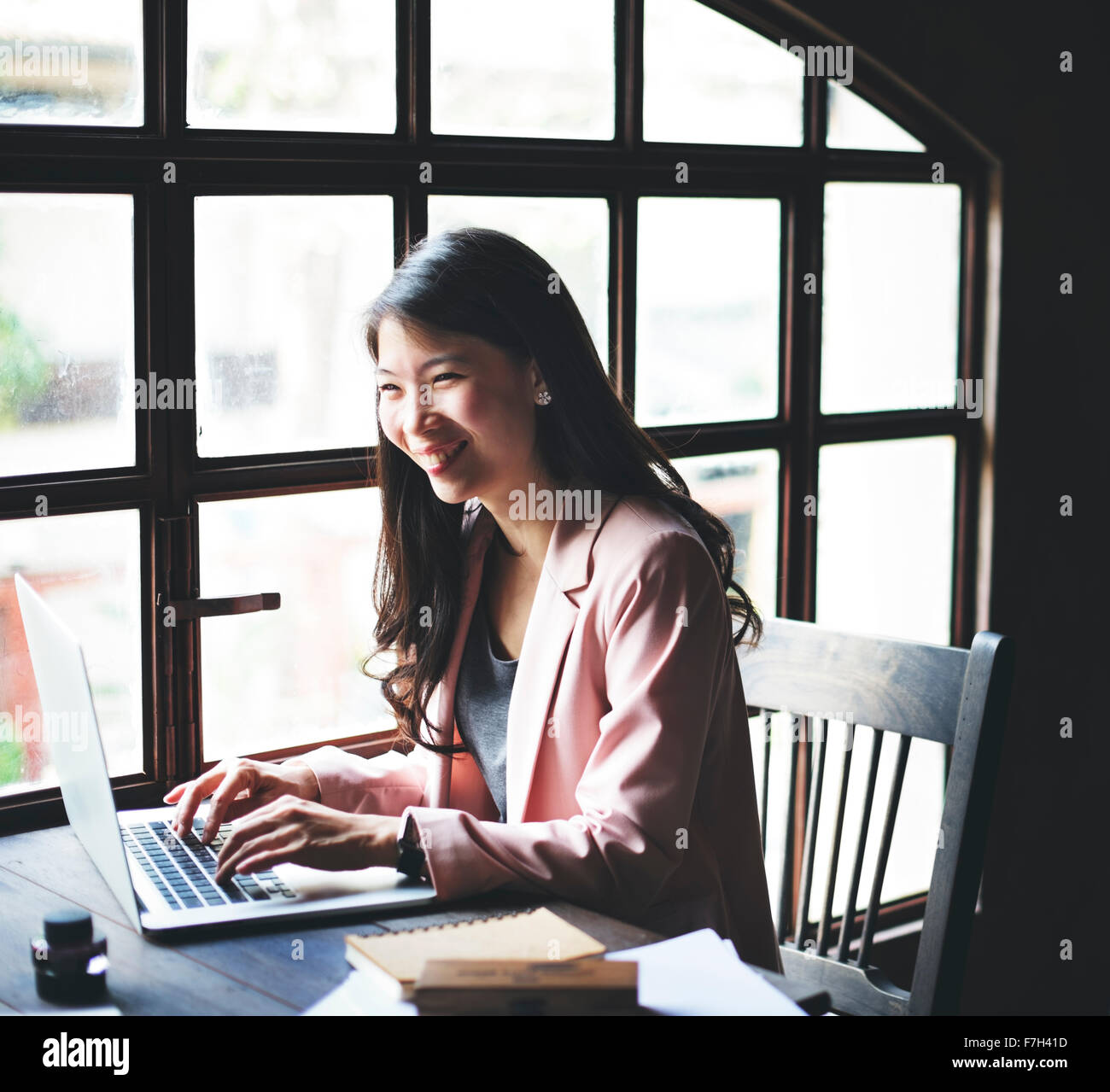 Businesswoman Secretary Reading Book Story Concept Stock Photo - Alamy