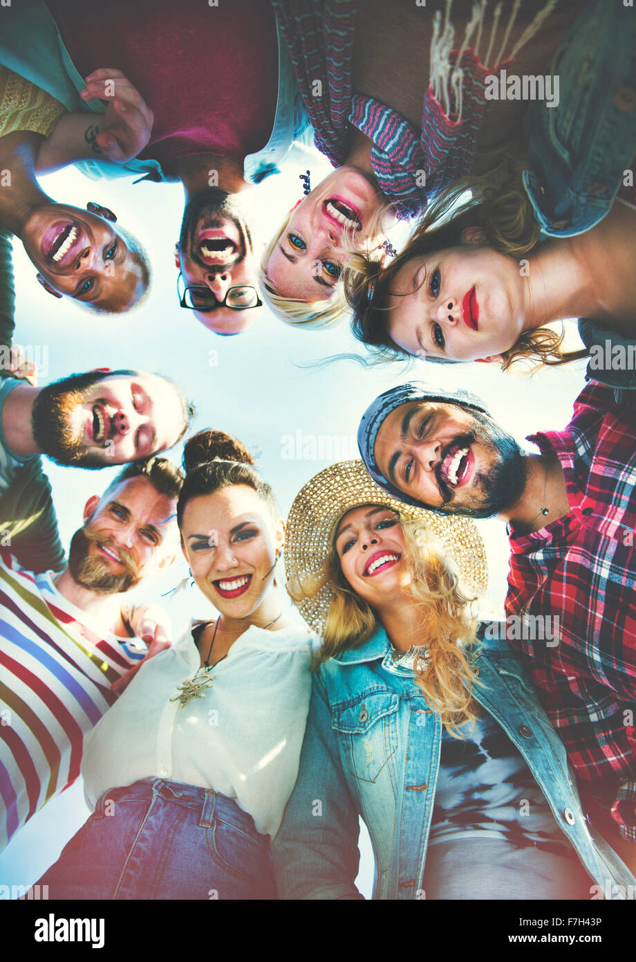 Diverse People Circle Huddle Looking Down Concept Stock Photo - Alamy