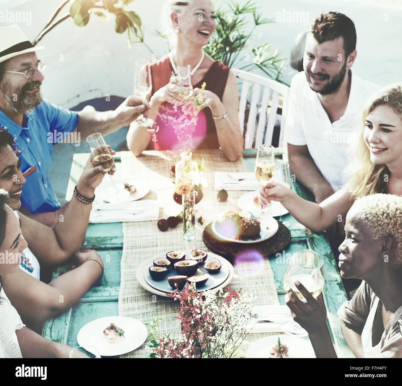 Diverse Neighbors Drinking Party Yard Concept Stock Photo - Alamy