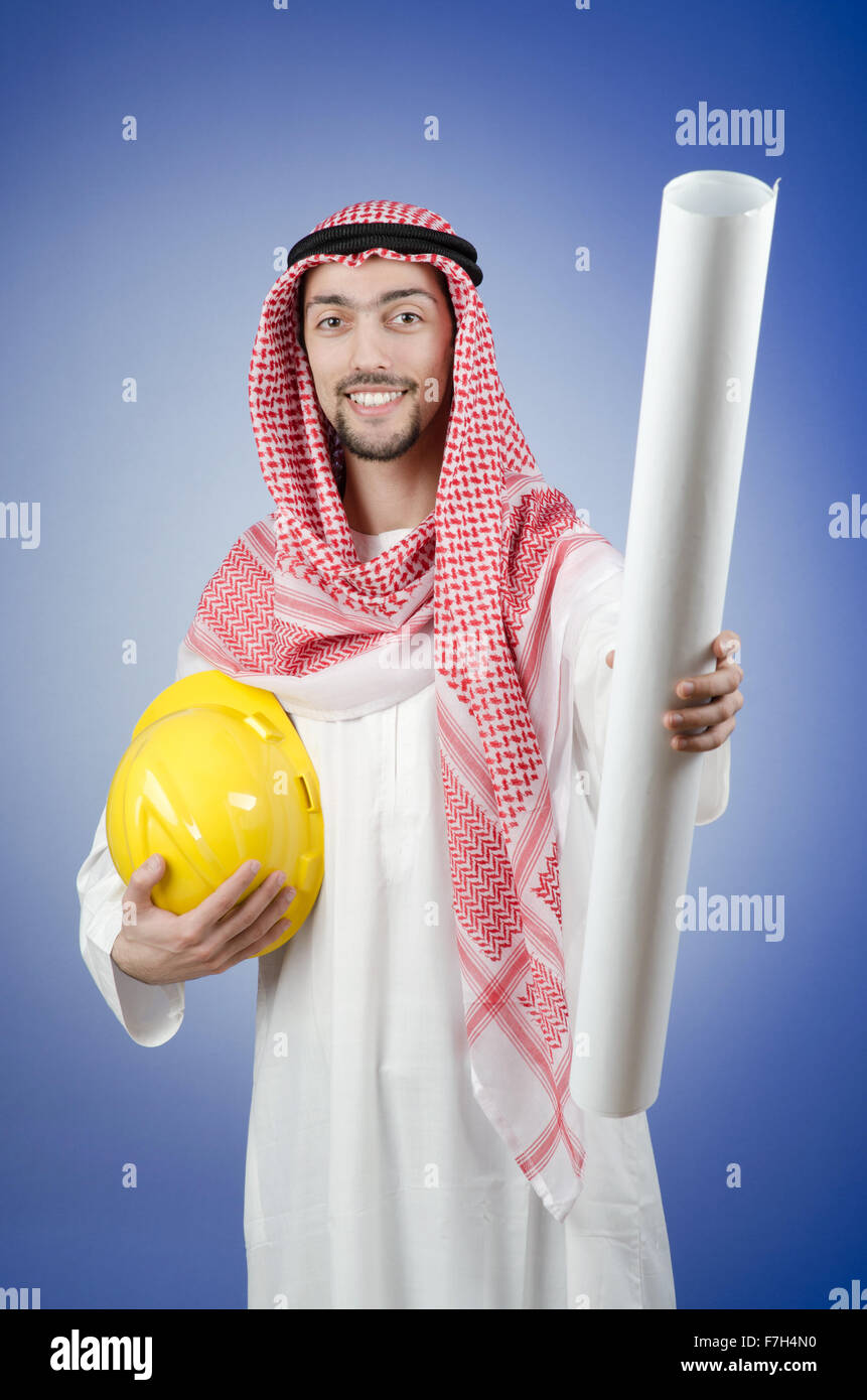 Arab engineer with drawings Stock Photo - Alamy
