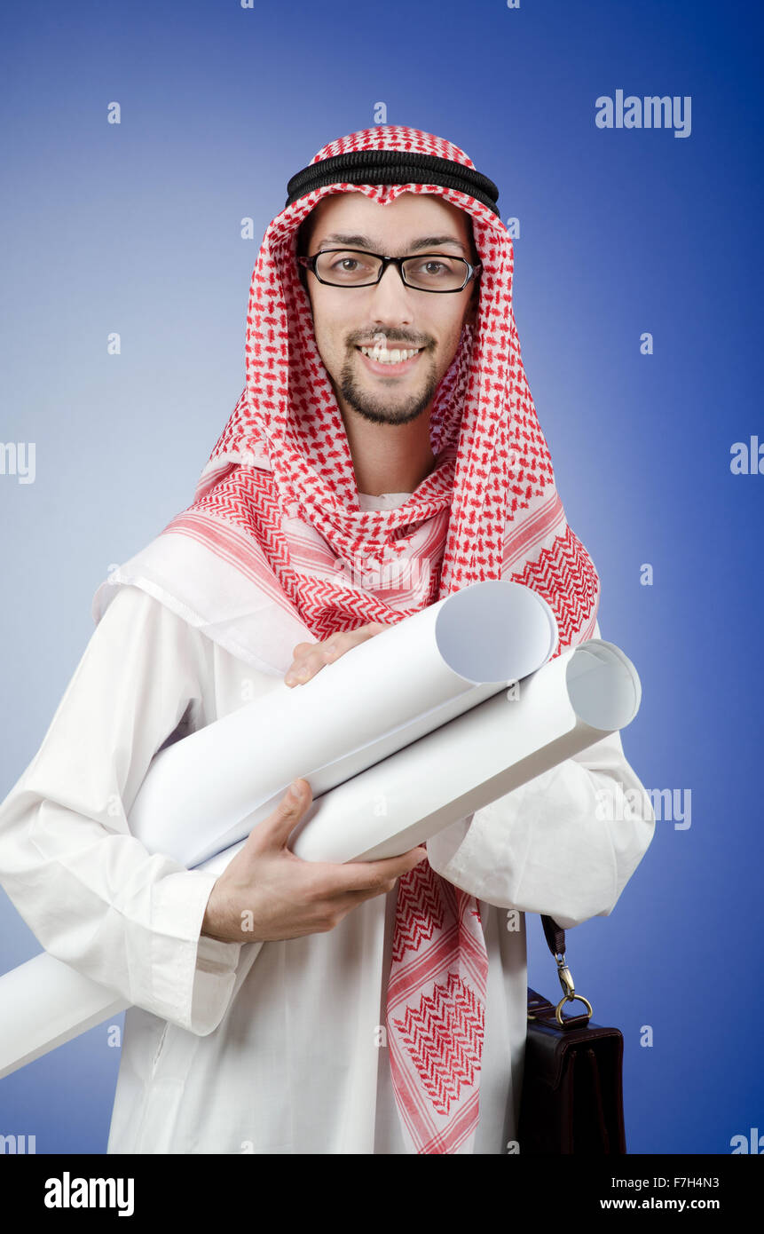 Arab engineer with drawings Stock Photo - Alamy