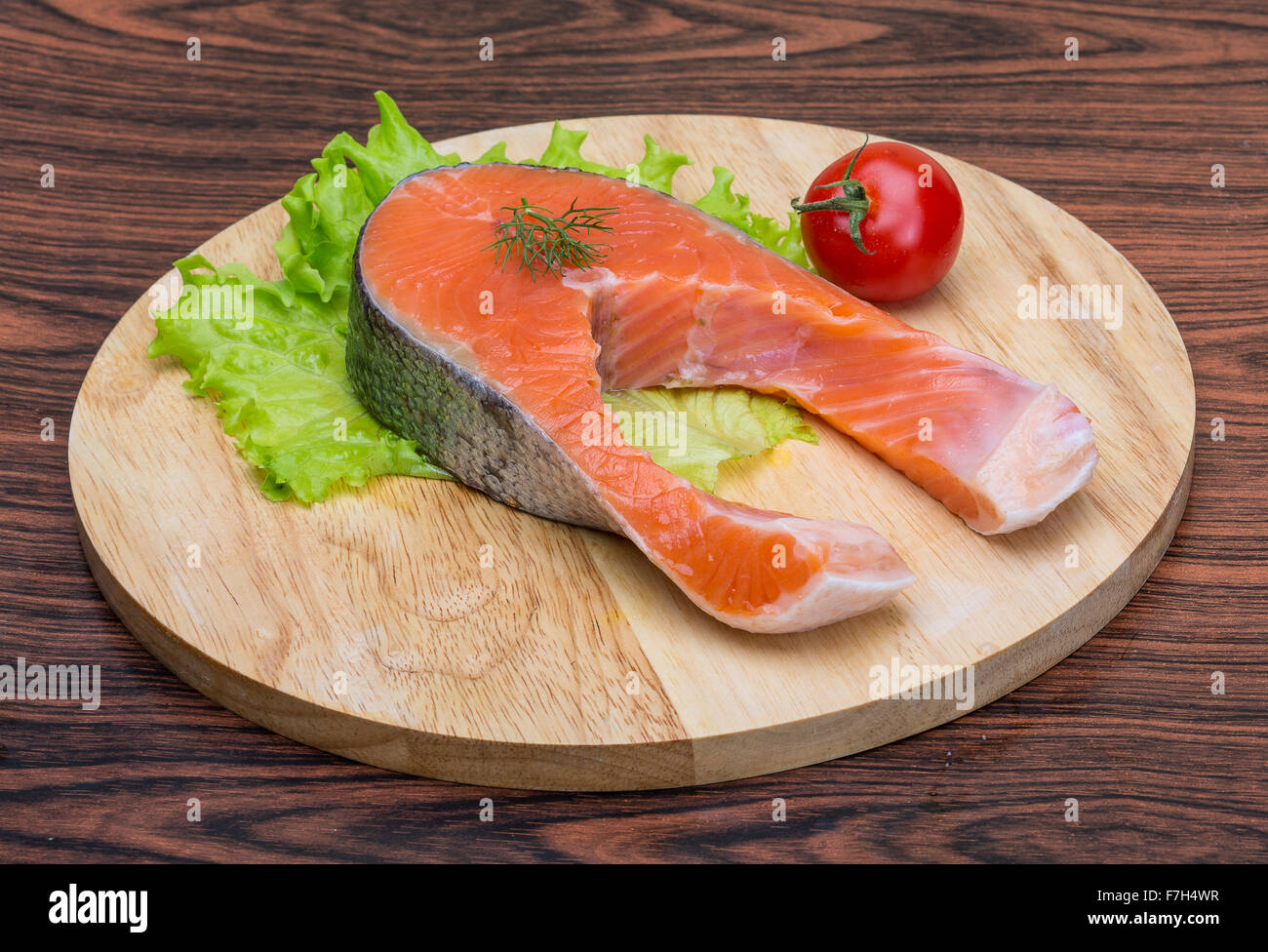Raw salmon steak with dill ready for coocking Stock Photo - Alamy