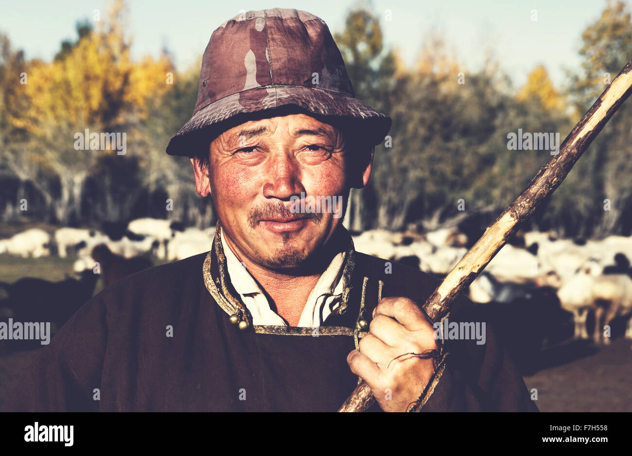 Portrait of Mongolian Man Farmer Worker Concept Stock Photo - Alamy