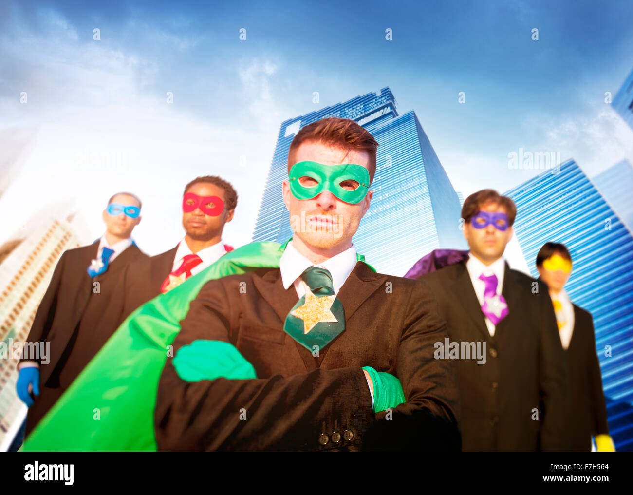 Superhero Business People Strength Cityscape Concept Stock Photo - Alamy