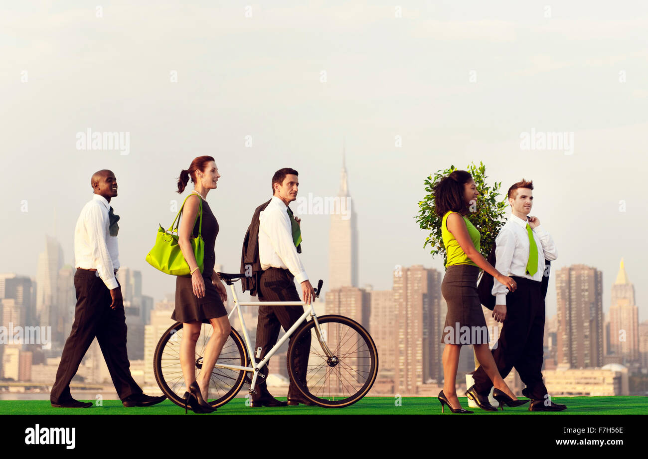 Green Business Commuters in the City Concept Stock Photo - Alamy