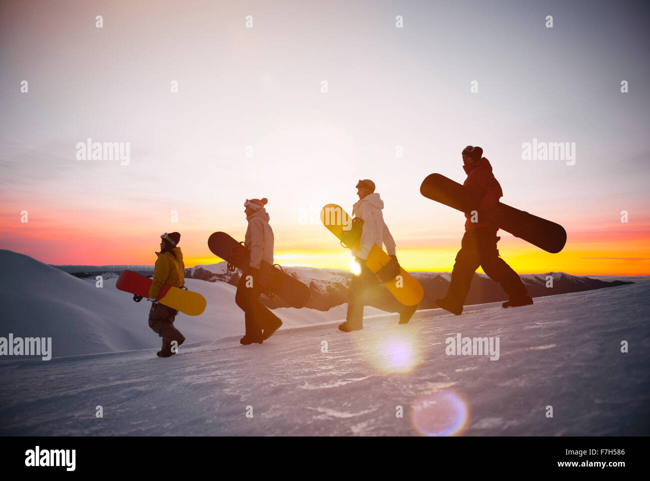 People on their way to snow boarding Concept Stock Photo - Alamy