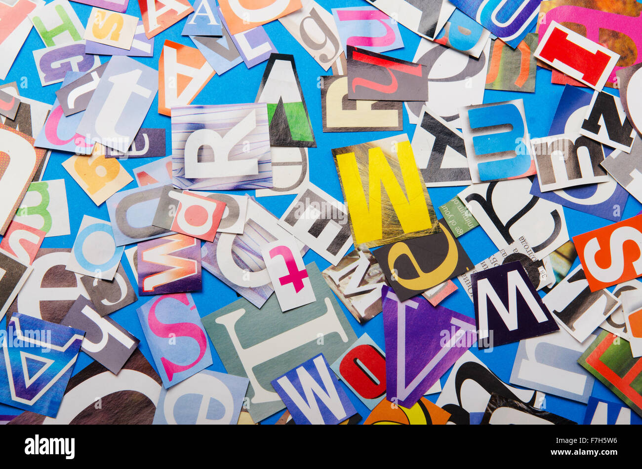 Newspaper clippings with various letters Stock Photo - Alamy