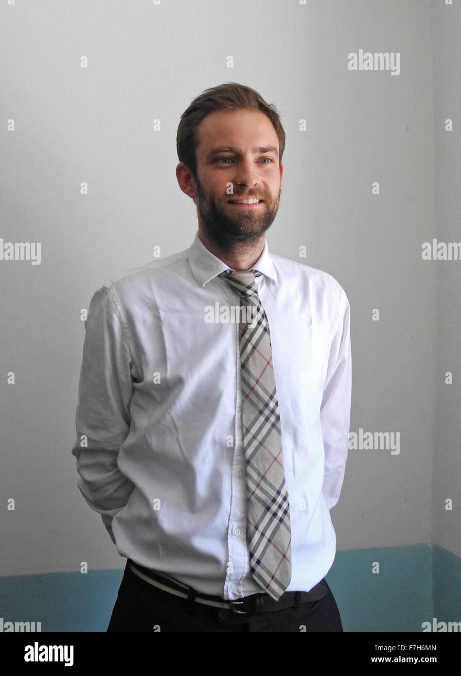 Pyongyang, North Korea. 31st May, 2015. Robert Grund poses for a photo ...