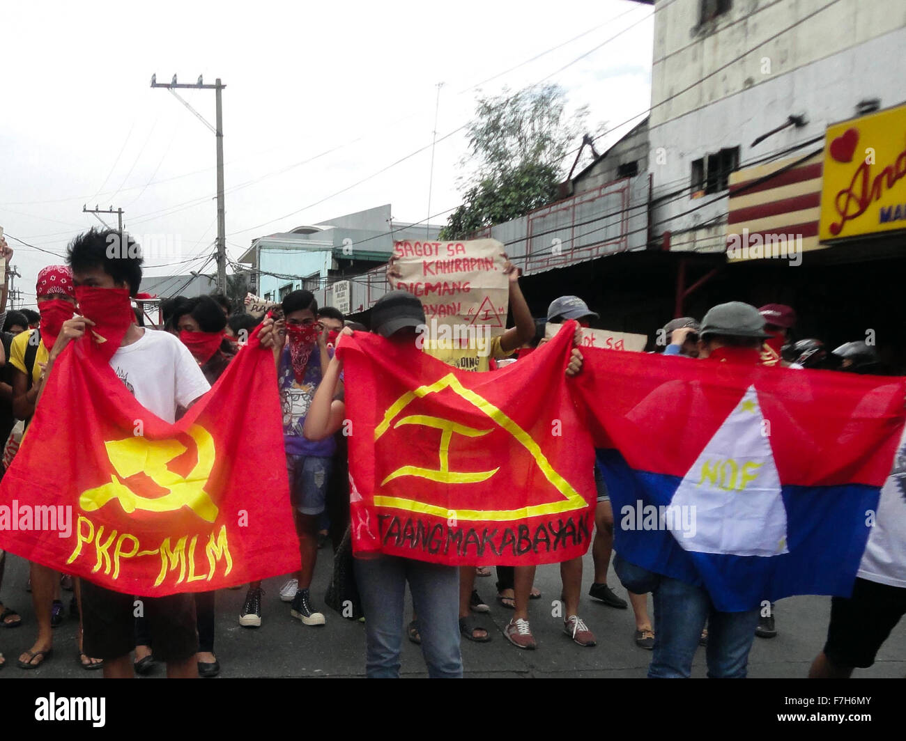 Filipino activists from the communist youth group Kabataang Makabayan ...