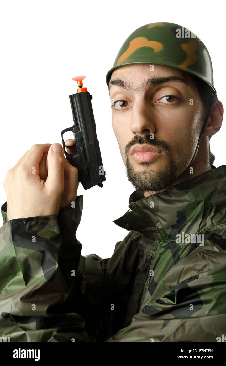 Soldier isolated on the white Stock Photo - Alamy