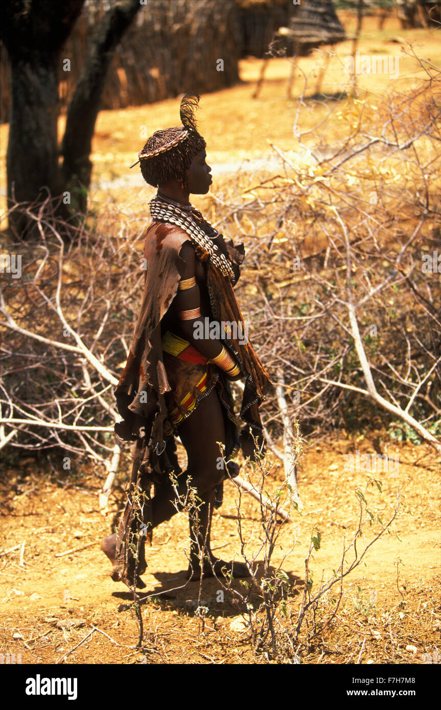 A Hamar bride-to-be visits her fiancé's village for the betrothal ...