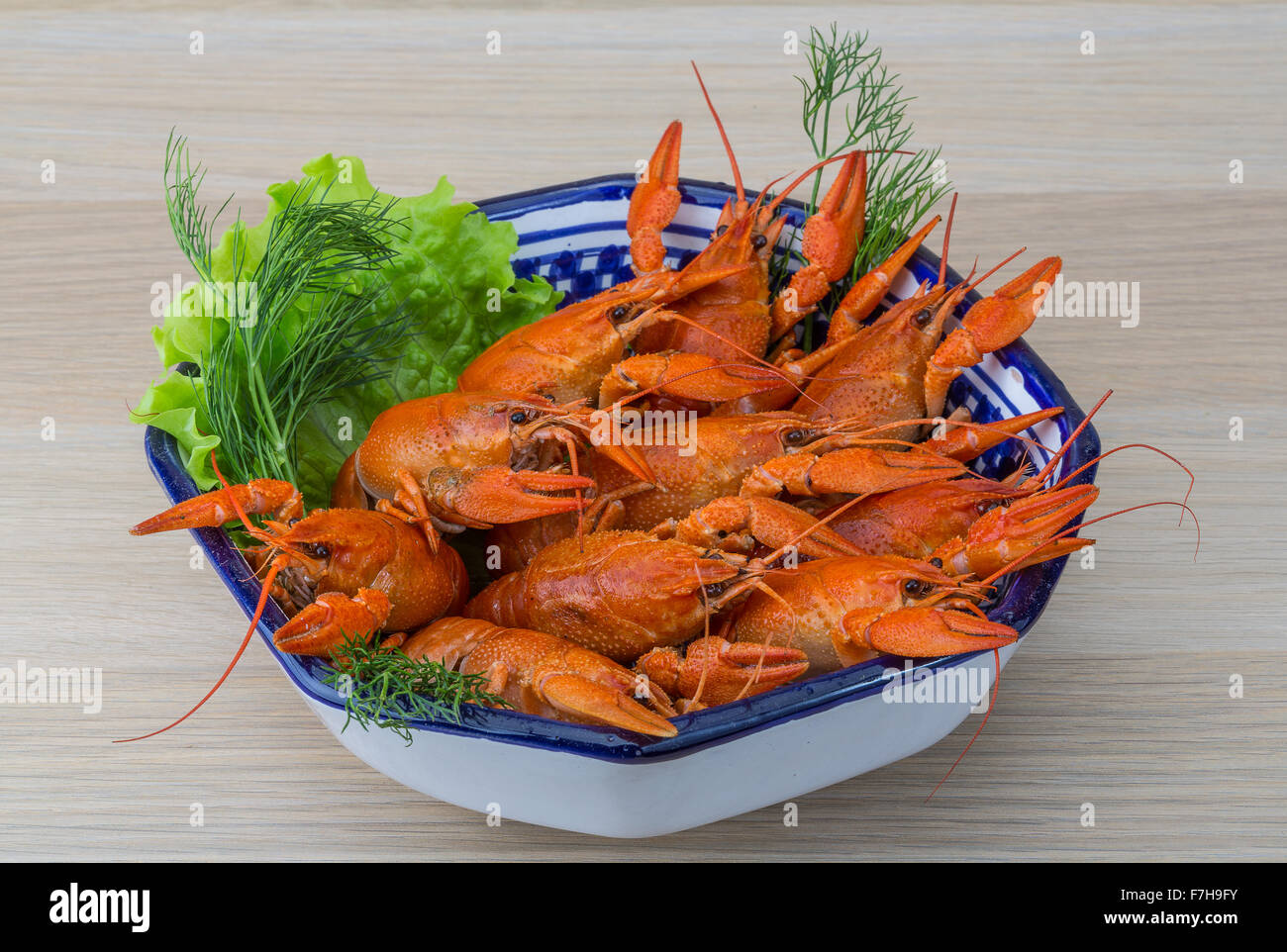 Boiled crayfish in the bowl with dill Stock Photo - Alamy