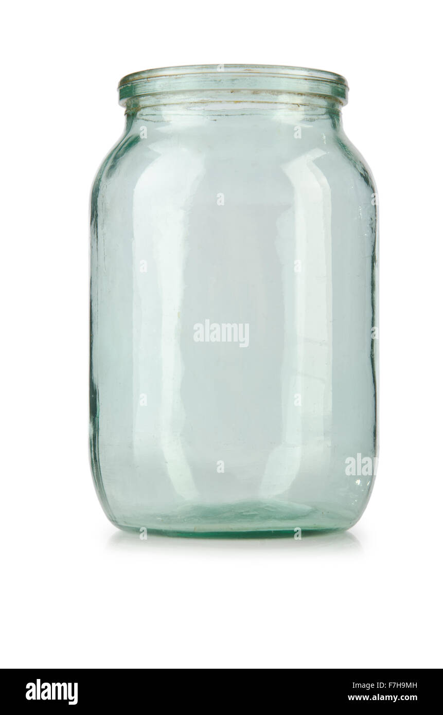 Glass empty jar isolated on white Stock Photo - Alamy