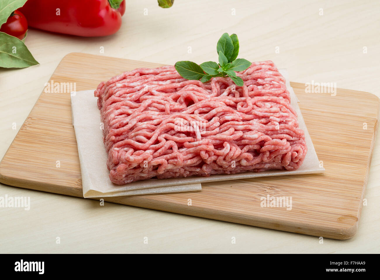 Raw Minced meat with herbs and spices Stock Photo - Alamy