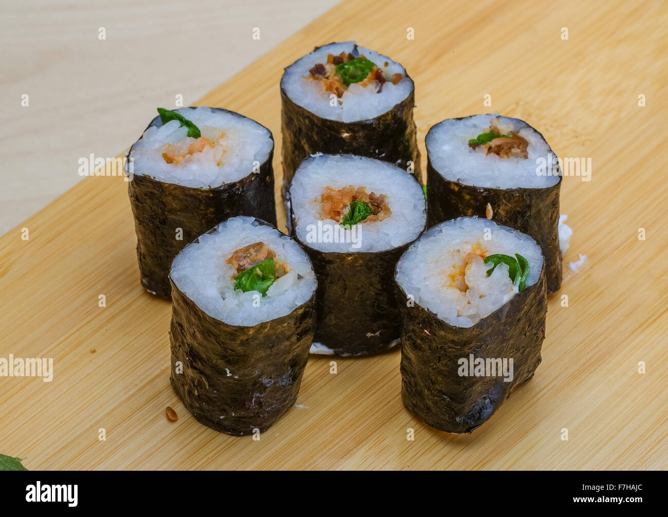 Japan traditional maki roll with green onion Stock Photo - Alamy