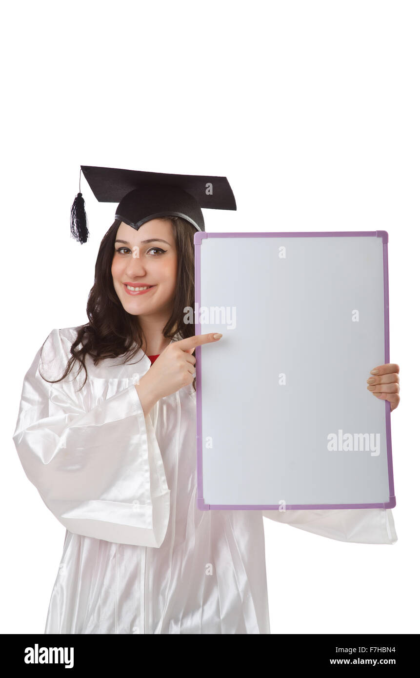 Young student with blank board Stock Photo - Alamy