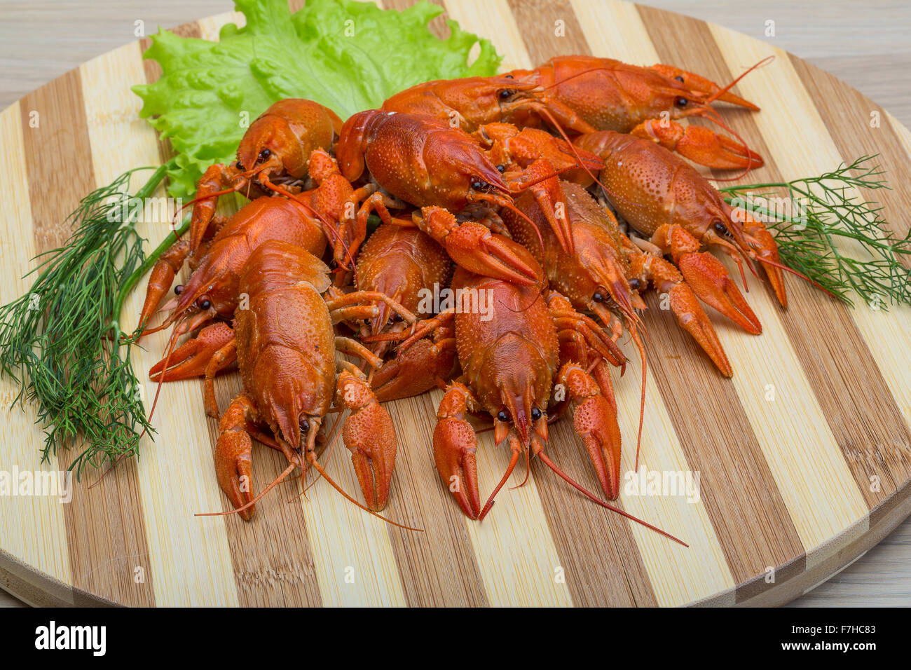 Boiled crayfish in the bowl with dill Stock Photo - Alamy