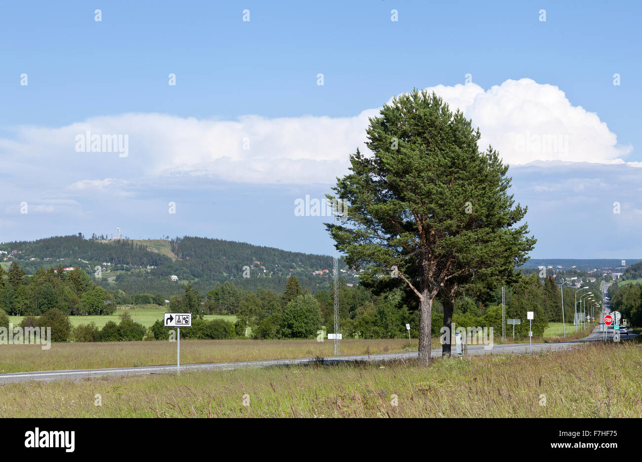 FROSON, SWEDEN ON AUGUST 07, 2015. View of signs, road and the ...