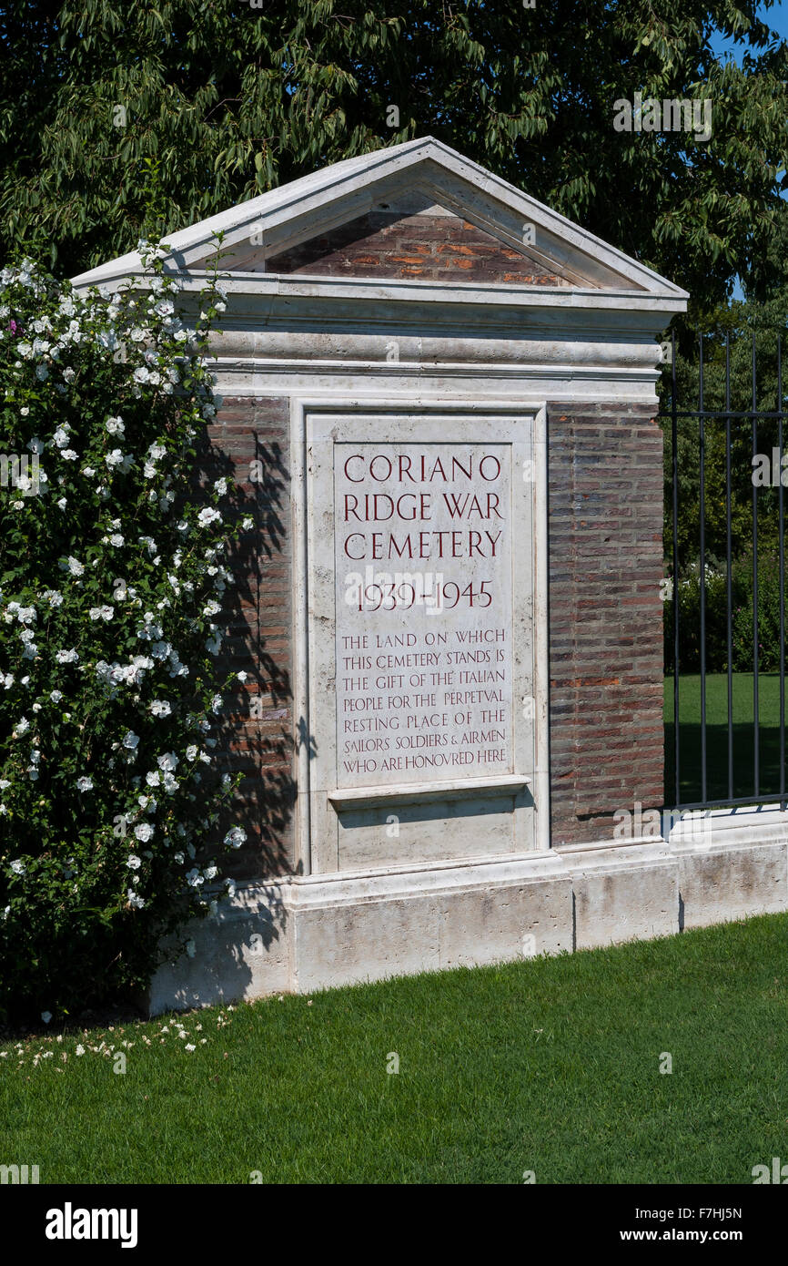 Entrance stellae 1939 - 1945. War cemetery, WW2. Coriano Ridge, Coriano ...